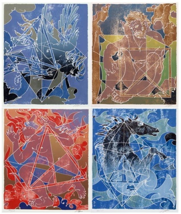 H. Erni - 4 Elemente - 4 Lithografien, numeriert mit 99/150 | Kaufen auf Ricardo