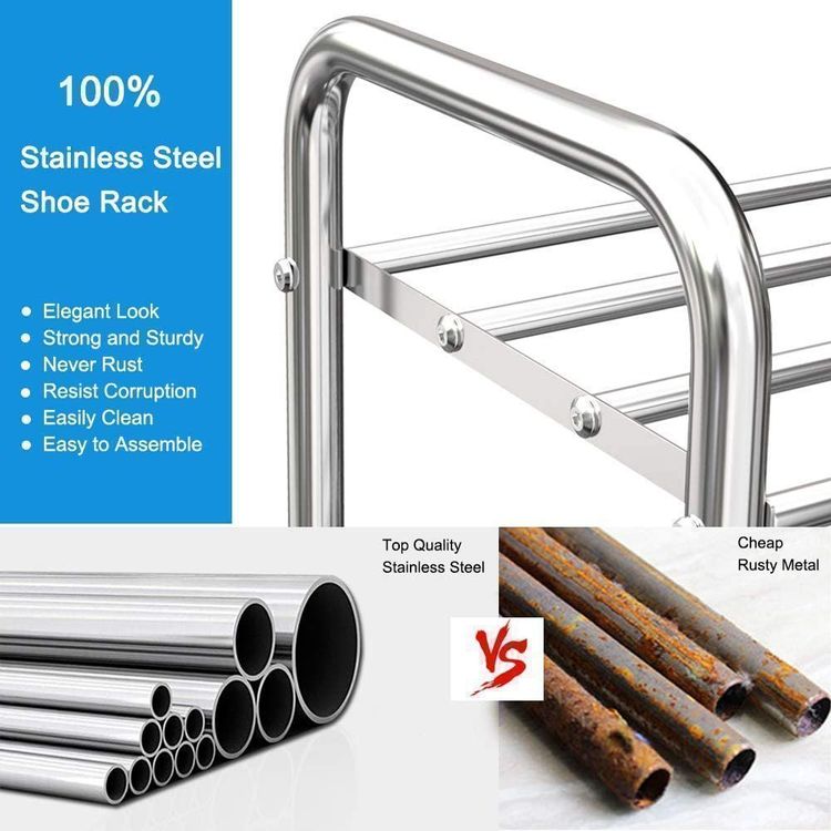 Schuhregal 4 Ablagen Schuhablage Metall 12-16 Paar Schuhbank (Neu und ...