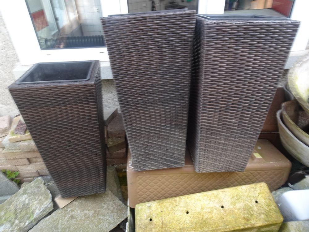 3 BLUMENTÖPFE RATANOPTIC, 60 hoch, OBEN 25 breit, TIEF 30 cm | Kaufen ...