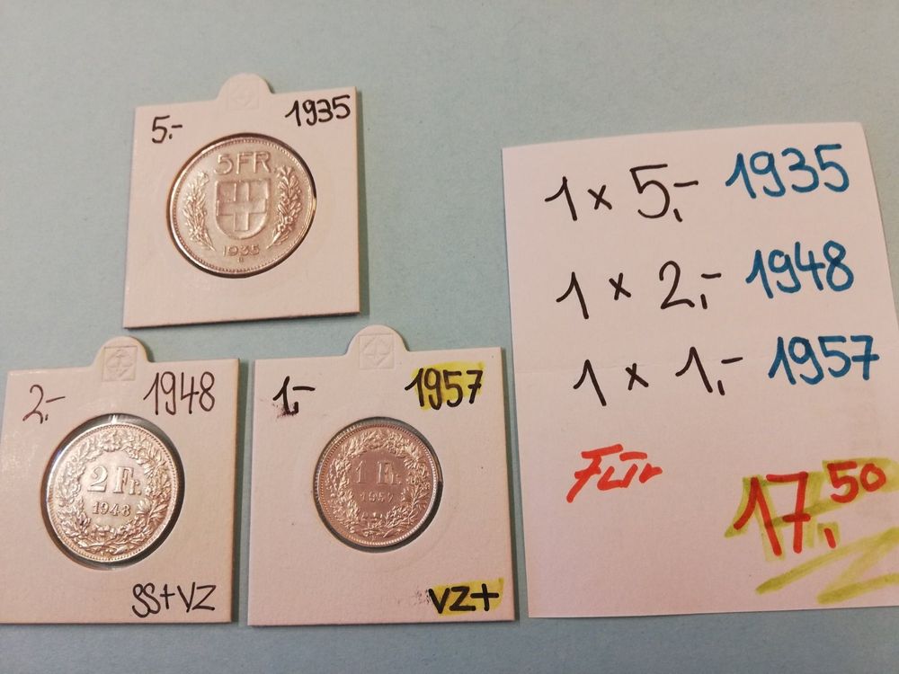 Schweizer Silbermünzen 5Fr/2Fr/1Fr (Gebraucht) in Engi für CHF 17.5 – mit Lieferung auf Ricardo ...