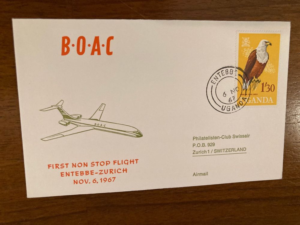 BOAC 1° FLUG ENTEBBE/ZÜRICH 6.11.67 | Kaufen auf Ricardo