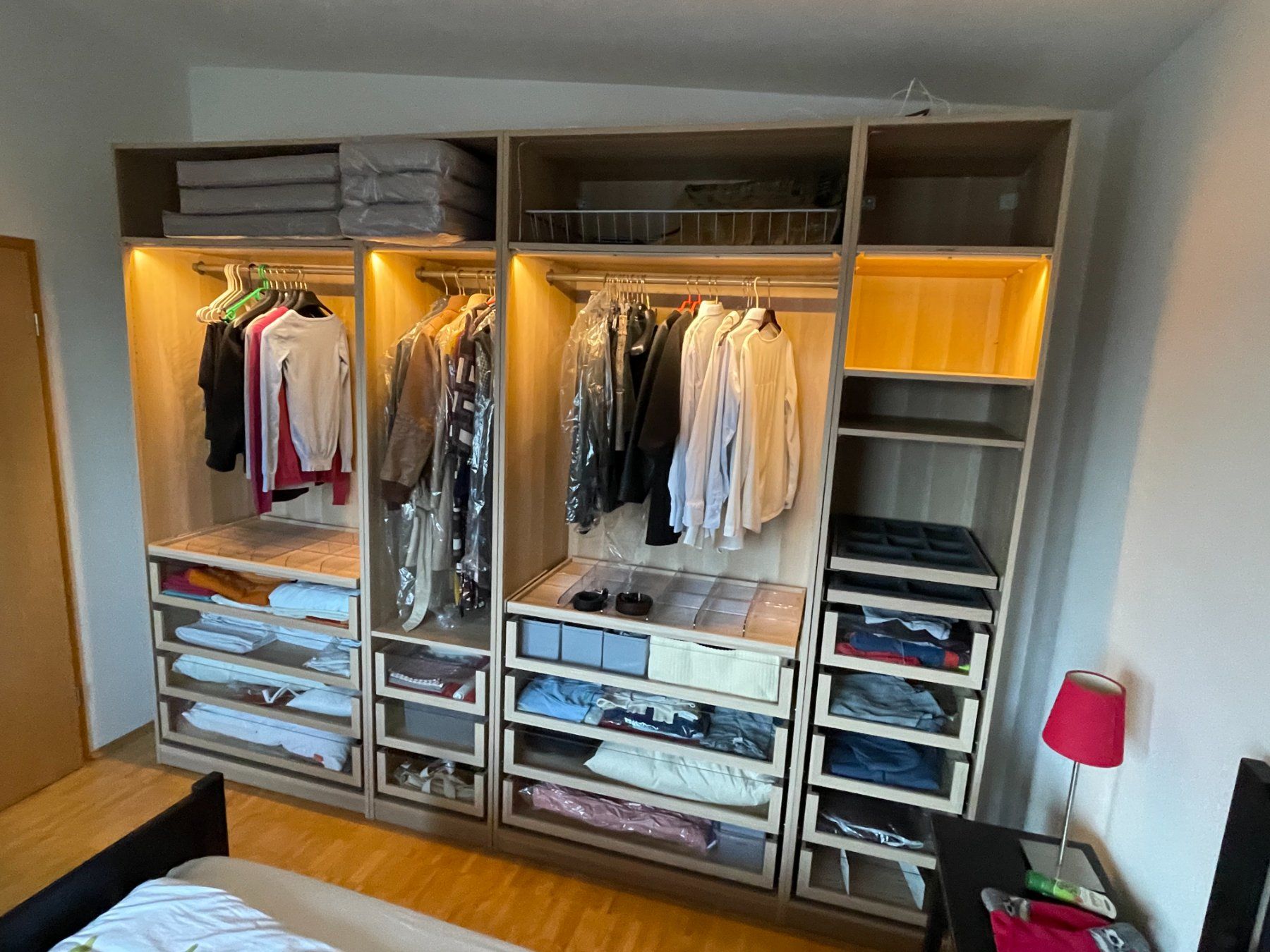 IKEA PAX Wardrobe 3m – Frames, Drawers & Lighting (Gebraucht) in ...