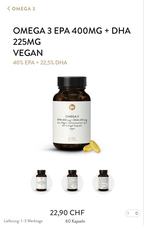 Omega 3 Vegan from Sunday (Neu und originalverpackt) in Sementina für ...