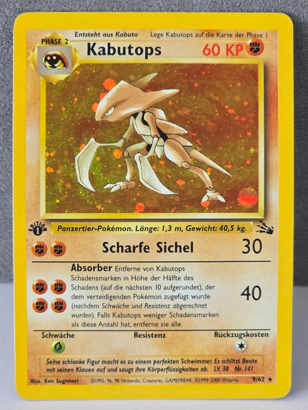 🇩🇪 Pokemon HOLO 》Fossil 1. Edition 》Kabutops 9/62 (Gebraucht) in Niederbipp für CHF 54 – mit ...