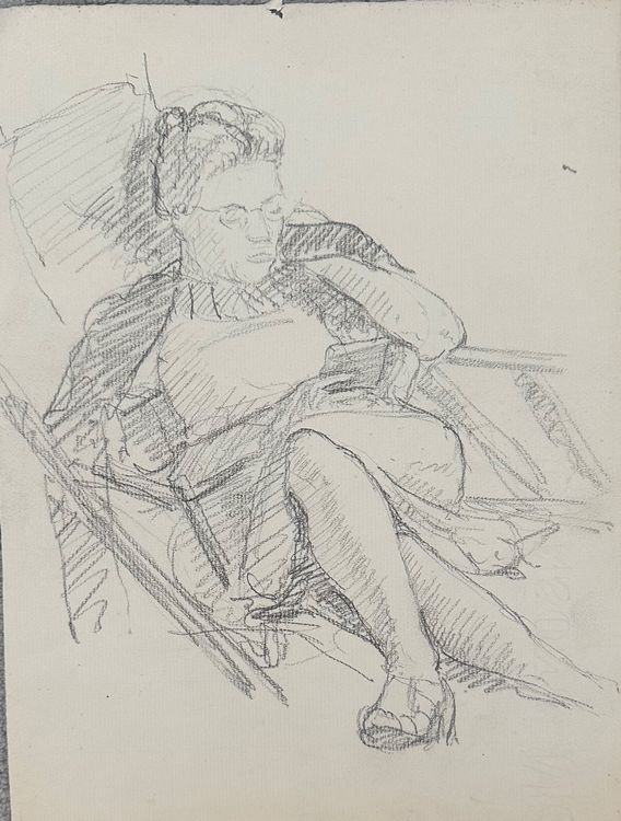 Ernst Suter (1904-1987) Sitzenden Damen Zeichnung | Kaufen auf Ricardo