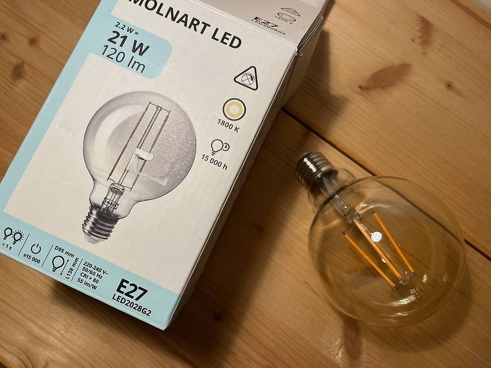 IKEA Molnart Glühbirne LED 21W 120lm E27 - sehr warmes Licht (Gebraucht ...