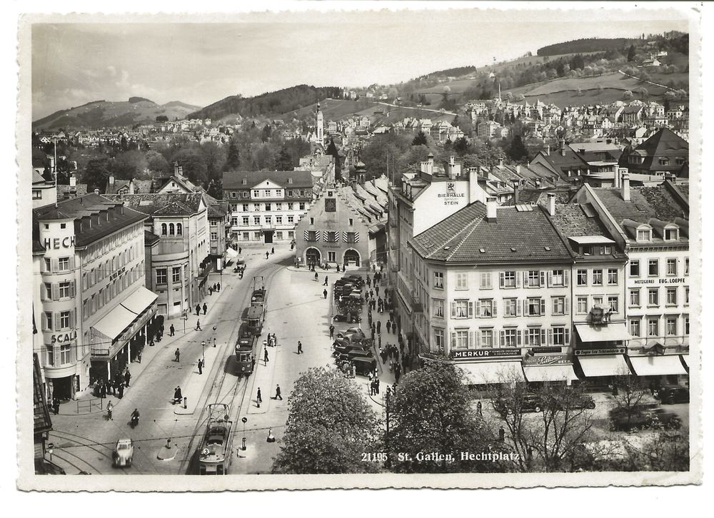 St. Gallen Stadt - Hecht- und Theaterplatz Foto Gross 1949 | Kaufen auf ...