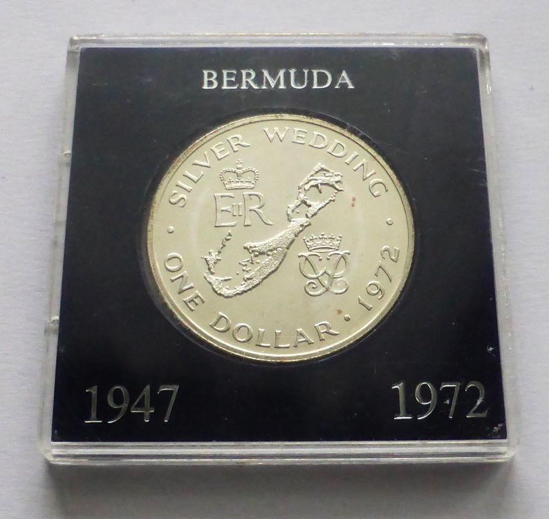 BERMUDA, 1$ 1972 - Elisabeth II, Silver Jub. 28.28g Ag, unz (Neu und originalverpackt) in Buochs ...