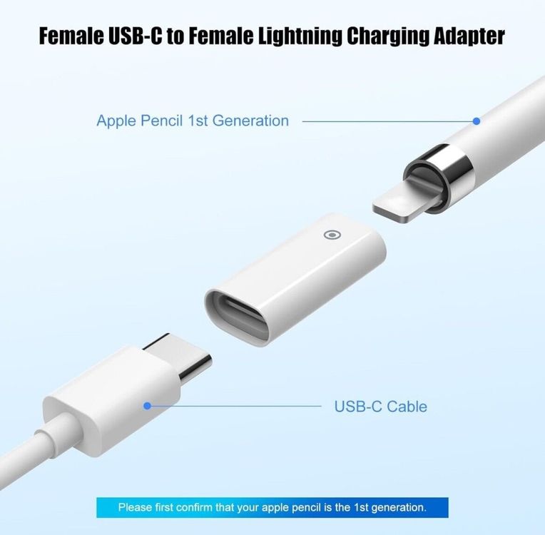 Lade Adapter Für Lightning Apple Pencil 1G. iPad Pro Air Pen (Neu ...