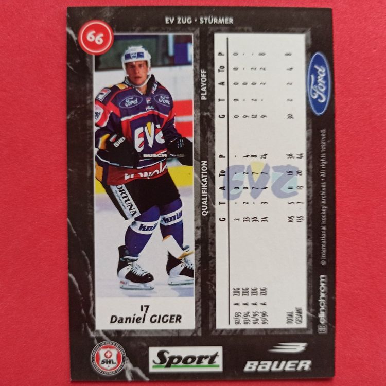Daniel Giger - EV ZUG - 1996/97 (Gebraucht) in Dübendorf für CHF 4.9 – mit Lieferung auf Ricardo ...