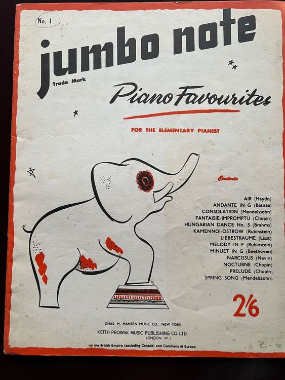 Noten Antik - Klavier - "Jumbo note" - Piano Favourites - (Gebraucht ...