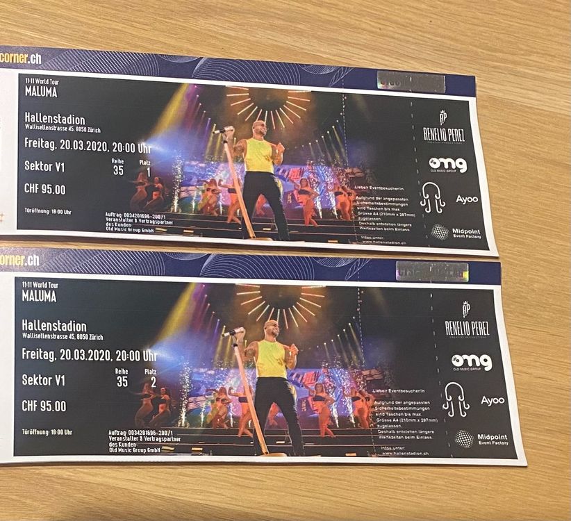 Maluma Tickets Hallenstadion Zürich (Neu und originalverpackt) in ...