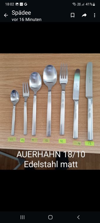 Besteck Auerhahn Edelstahl matt, 18/10, 70-teilig, neuwerti (Gebraucht) in Dietlikon für CHF 100 ...