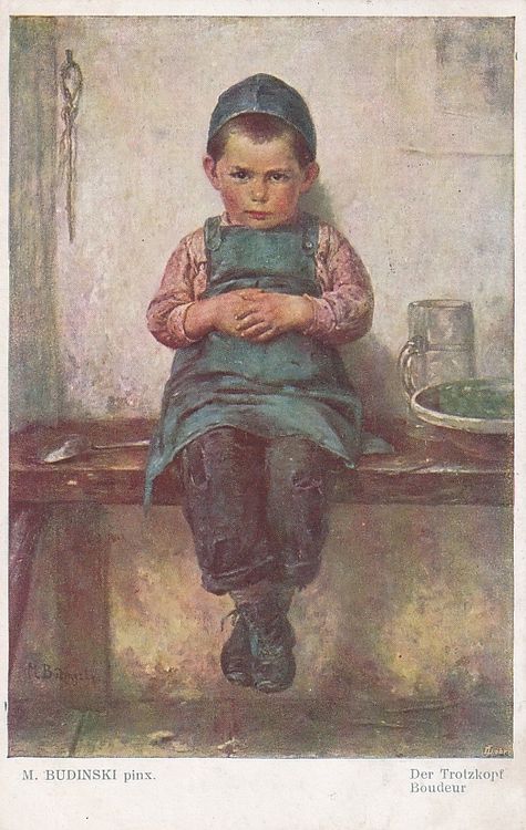 Junge auf Küchenbank • alte AK Küche, M. Budinski (Gebraucht) in Zürich ...