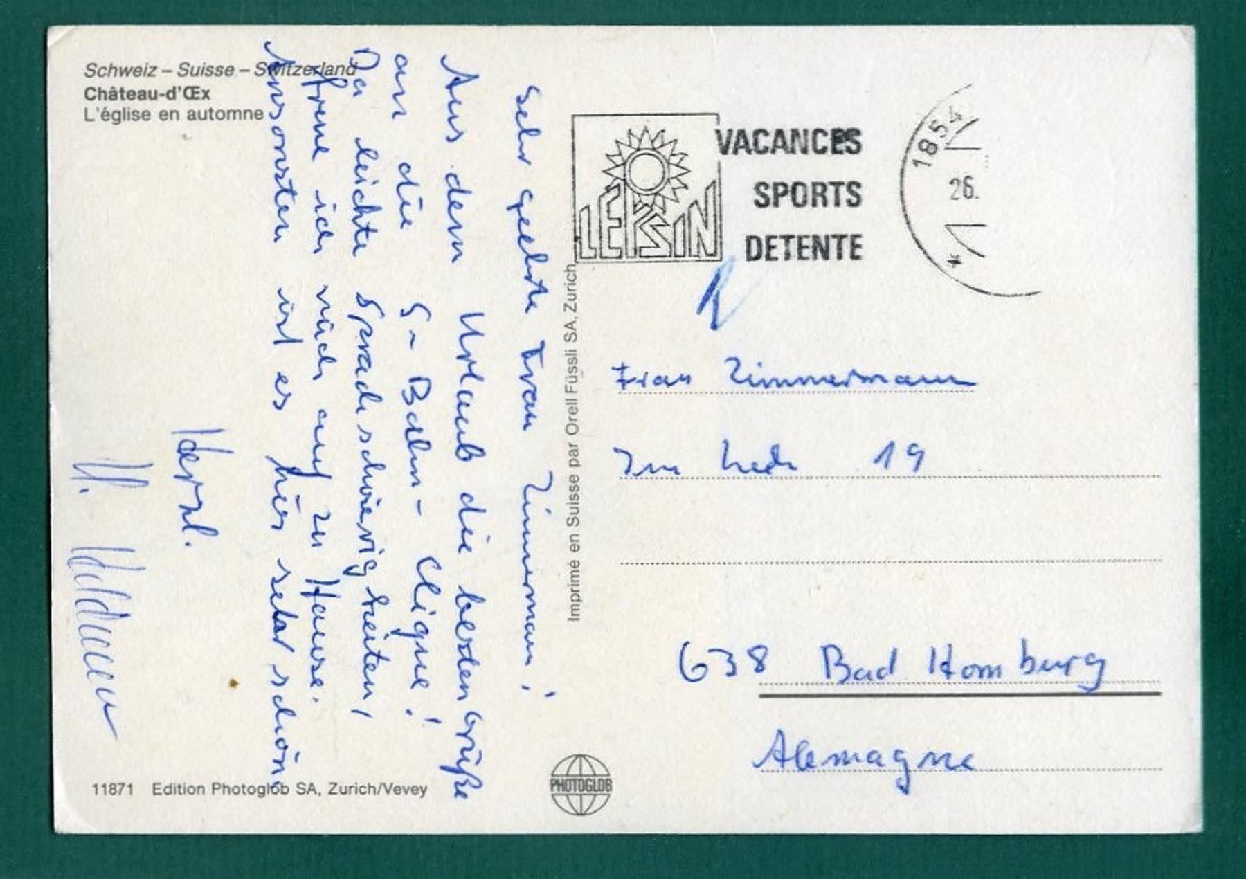 Château d'Oex, L'église en automne, Stempel nicht lesbar (Gebraucht) in ...