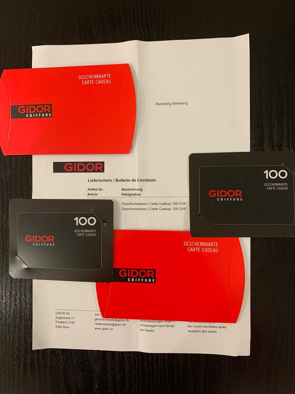 2 Gidor Geschenkkarten jede mit CHF 100 Guthaben. (Neu und ...