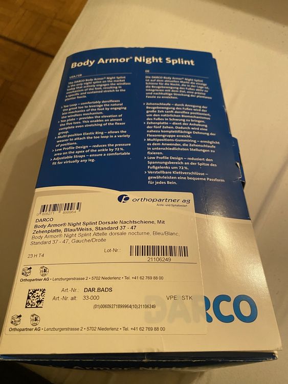 DARCO BODY ARMOR NIGHT SPLINT gegen fascitis plantaris (Neu (gemäss ...