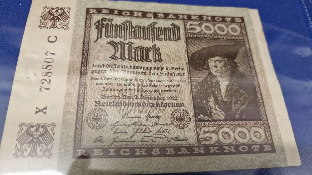 Reichsbanknote Fünftausend Mark 1922 C (Gebraucht) in Herisau für CHF 1 ...