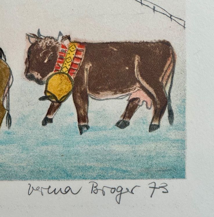 Verena Broger (1943) Appenzell Alpen Aufzug Litho. Handsig. (Gebraucht) in Root für CHF 20 – mit ...