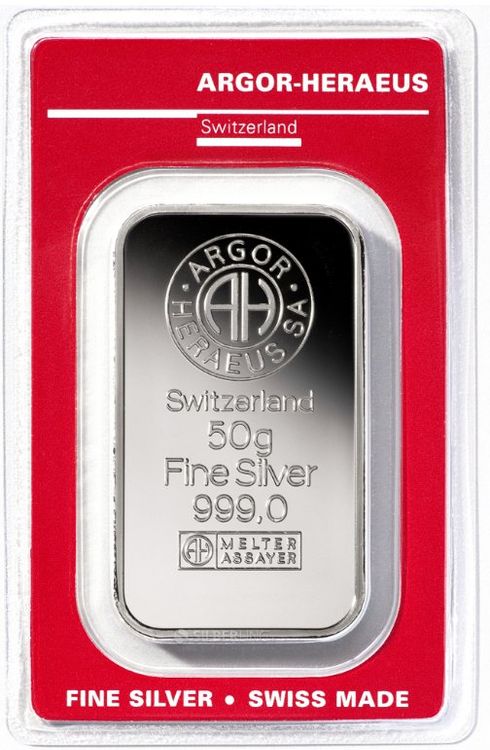 50gr Feinsilber Argor Heraeus - XAG Silber Barren (Gebraucht) in ...
