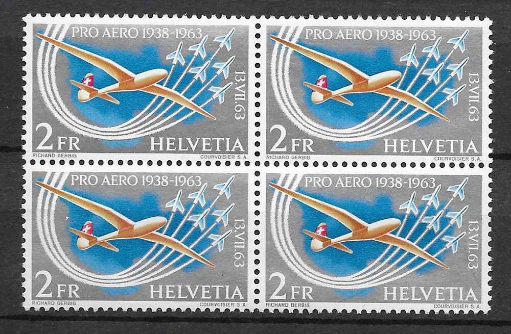 1963:Flugpost-Marken Pro Aero No F46 Viererblock ** (Gebraucht) in Walperswil für CHF 4 – mit ...