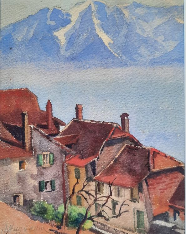 HUGUENIN AQUARELLE SUR PAPIER SIGNÉE | Kaufen auf Ricardo