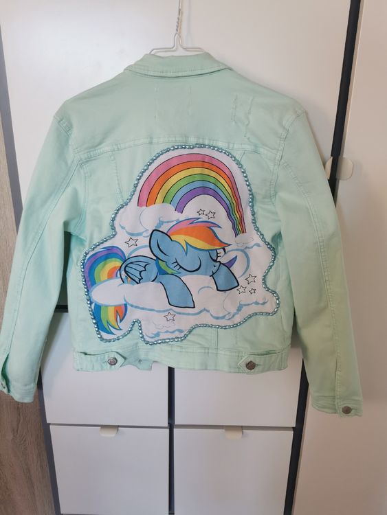 Handmade My Little Pony MLP Rainbow dash Stretch Jeans Jacke (Gebraucht ...