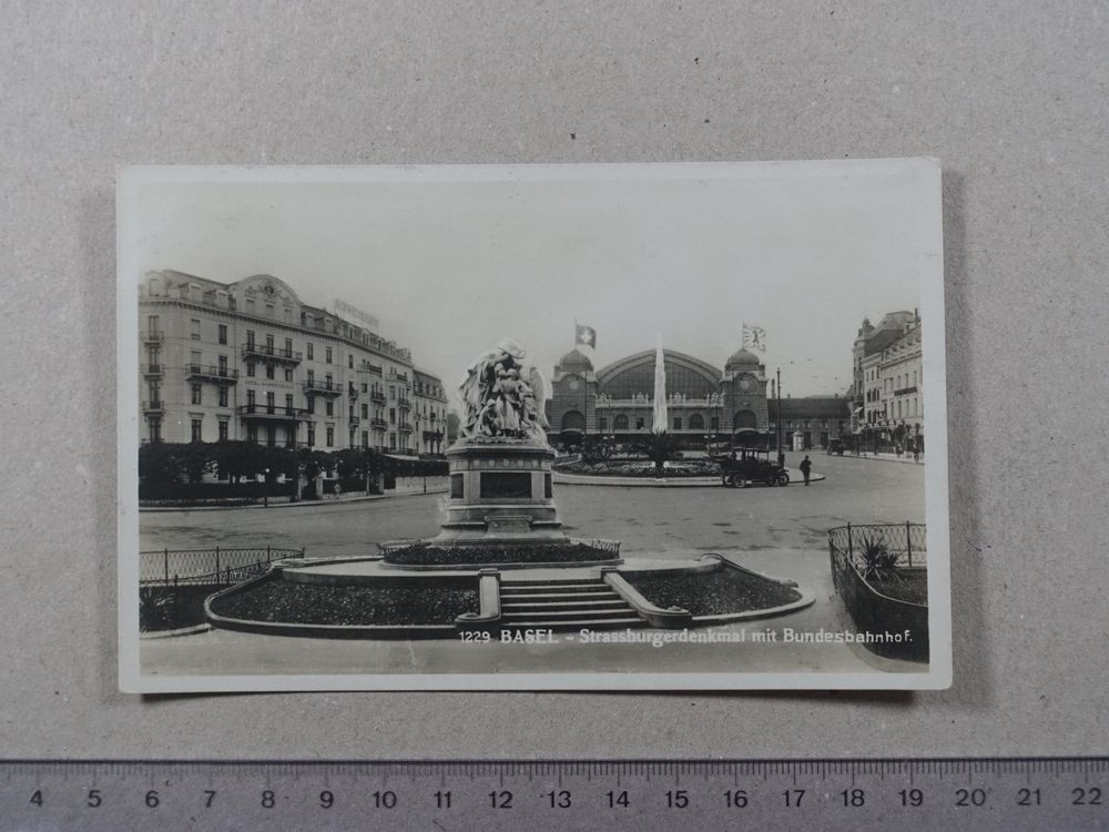 Basel, Strassburgerdenkmal mit Bundesbahnhof, 1931 | Kaufen auf Ricardo