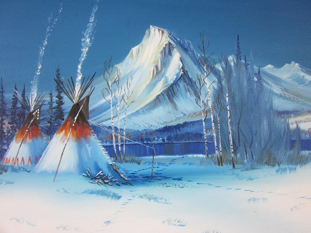 Original Bild „Tipi im Winter“ von Gale Running Wolf Sr. (Gebraucht) in ...