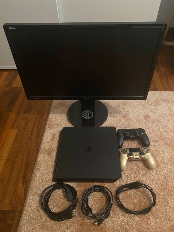 PS4 slim + 2 DualShocks + monitor Asus (144Hz) (Gebraucht) in ...
