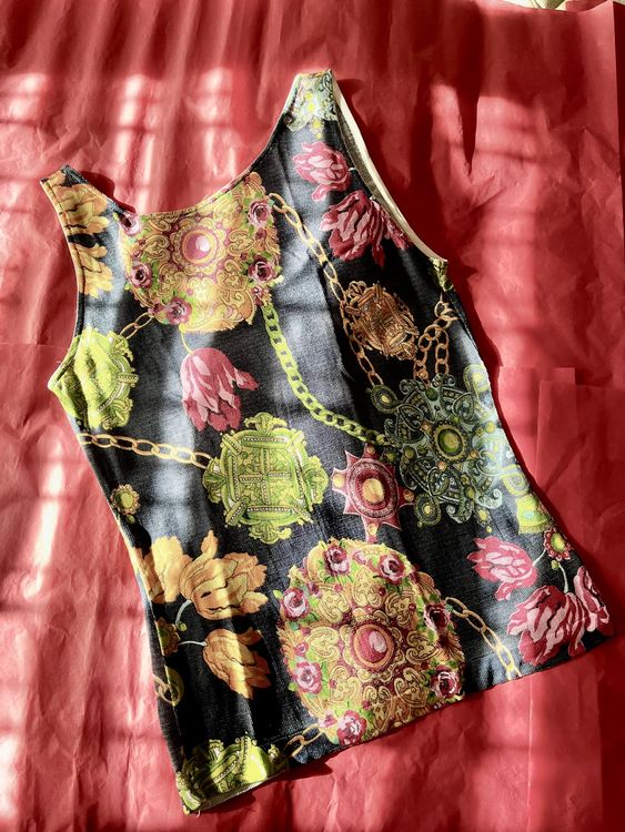 Roberto Cavalli Top Anthrazit/Marine & Blumen Viscose 36-38 (D'occasion ...