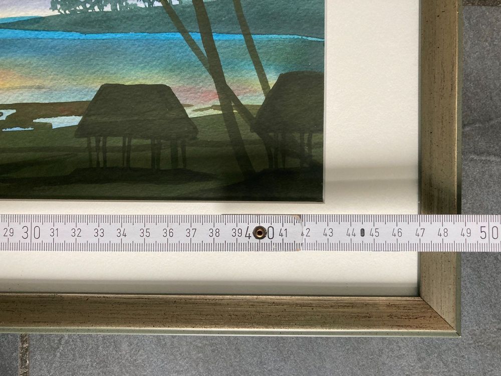 Gemälde Aquarell sign. John Poynton SAMOA 99 Holzrahmen/Glas (Gebraucht ...