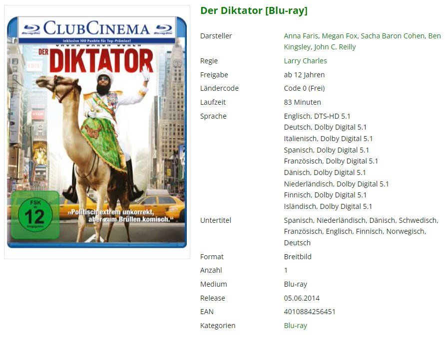 Der Diktator (Blu-ray) (Gebraucht) in Buchrain für CHF 3 – mit Lieferung auf Ricardo kaufen