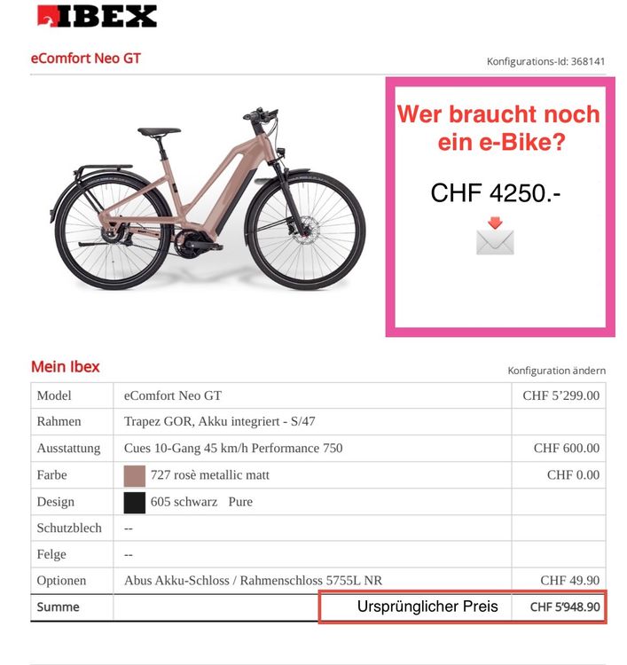 Ibex eComfort Neo e-Bike 45km/h (Gebraucht) in Weesen für CHF 4250 – nur Abholung auf Ricardo kaufen