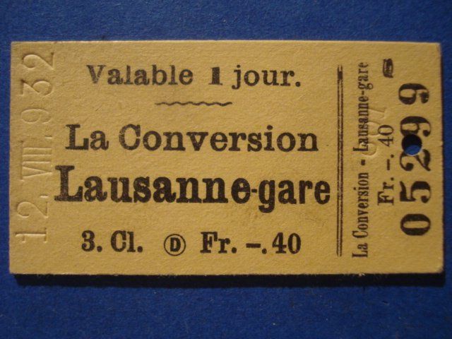 SBB - 12.8.1932 - LA CONVERSION - LAUSANNE-gare - 3.Classe (Gebraucht) in Biel/Bienne für CHF 22 ...
