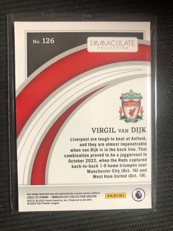 Panini Immaculate Virgil van Dijk Liverpool Fc 08/75 (Gebraucht) in ...