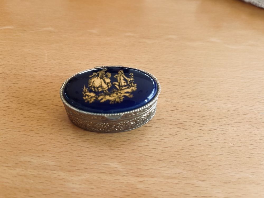 Antike Schmuckdose, Dose blau gold, Vintage Dose (Gebraucht) in ...