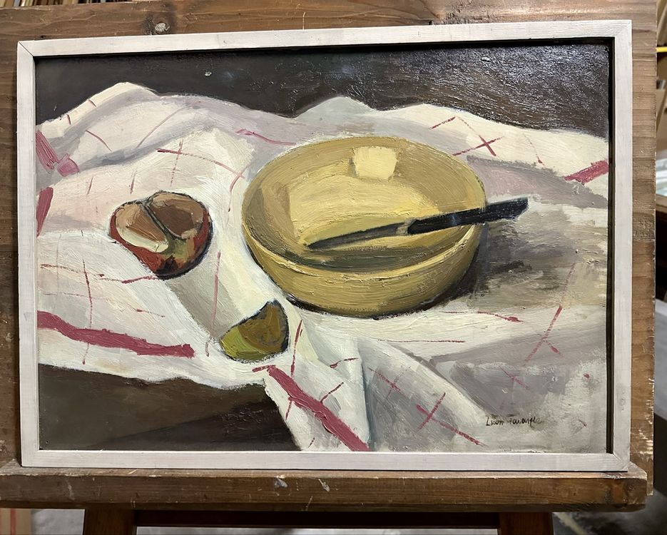Nature morte, huile sur carton signé Lison Favarger,Suisse. | Kaufen auf Ricardo