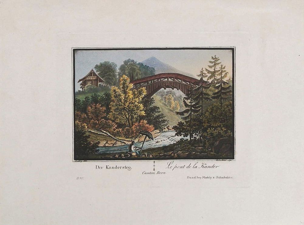 Kanderbrücke altkolorierte Aquatinta von Mähly Schabelitz (Gebraucht ...