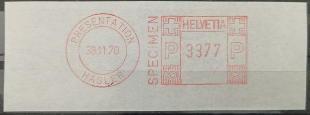 38.11.1970 FRAMA Presentation Hasler SPECIMEN 3377 (Gebraucht) in ...