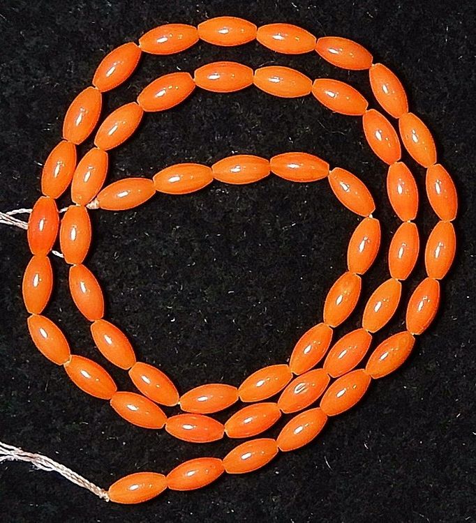 1 Strang rare echte orange Korallen Perlen 8 x 4 mm | Kaufen auf Ricardo