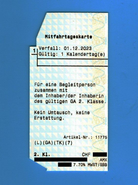Mitfahrtageskarte SBB GA 2. Klasse (gültig bis 01.12.2023) | Kaufen auf ...