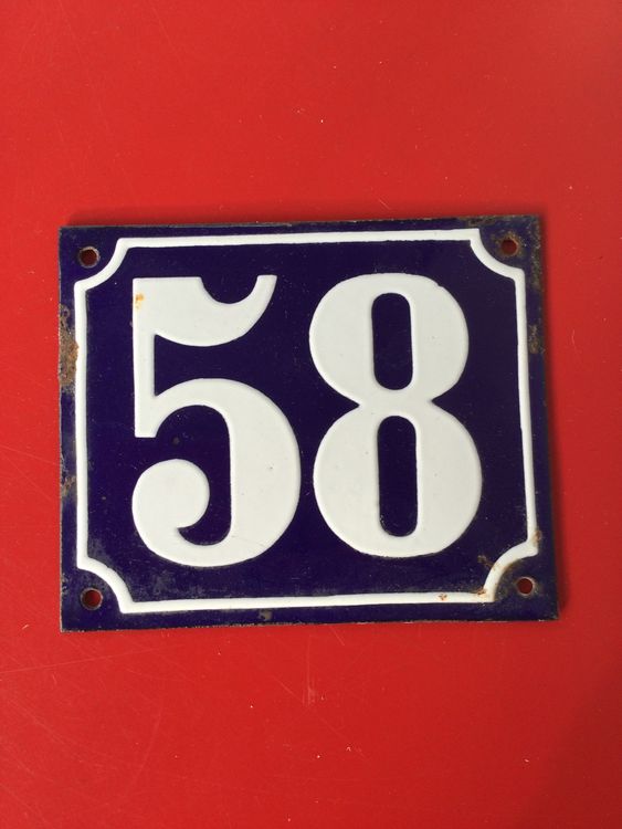 ORIGINAL ALTE HAUSNUMMER (58) DICK EMAILLIERT.EMAILSCHILD…. (Gebraucht ...