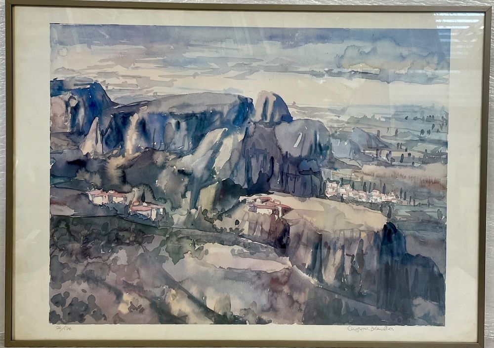 Berglandschaft Lithografie Unleserlich Signiert | Kaufen auf Ricardo