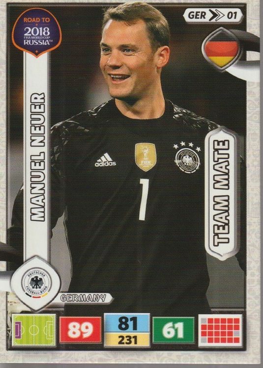 ROAD TO RUSSIA 2018 Adrenalyn XL Card team Mate MANUEL NEUER (Neu ...