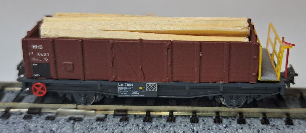 RhB Güterwagen mit Holz NR 6621 Messing Mulde Modell Spur N (Neu ...