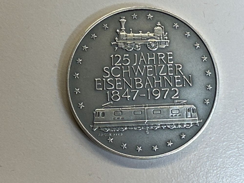 Medaille Silber 999 20g 125J. Schweizer Eisenbahnen (Neu (gemäss Beschreibung)) in Herisau für ...