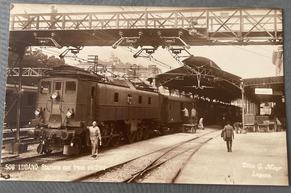 Fotokarte Lugano Statione con treno elettrico | Kaufen auf Ricardo