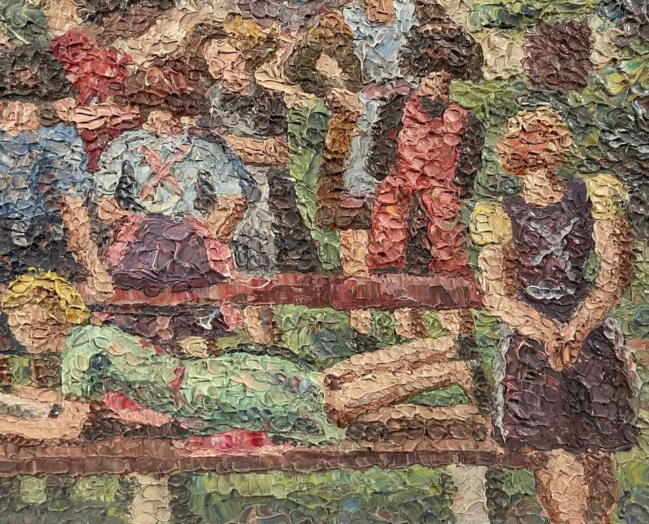 Impressionistisches Gemälde mit Personen Monogrammiert | Kaufen auf Ricardo