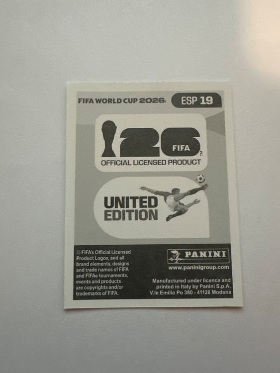 Panini FIFA WM 2026 Sticker - ESP 19 (Gebraucht) in Sulz AG für CHF 0.6 ...